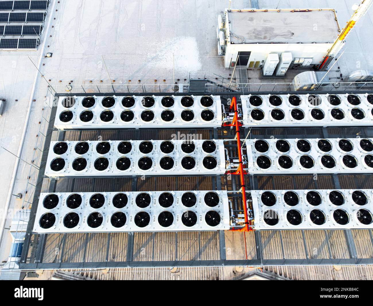 Industrial air conditioning system on top of a building, HVAC system ...