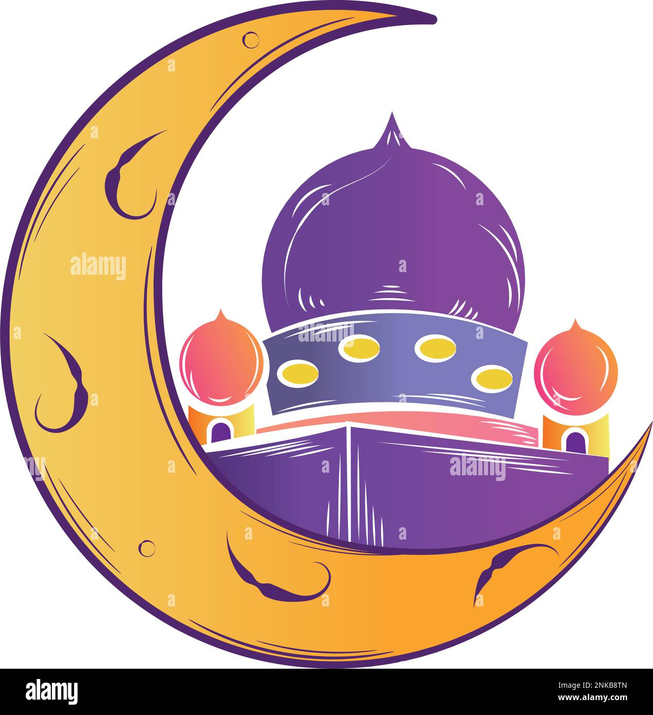 Isolated colored sketch of moon and arab mosque Vector Stock Vector ...