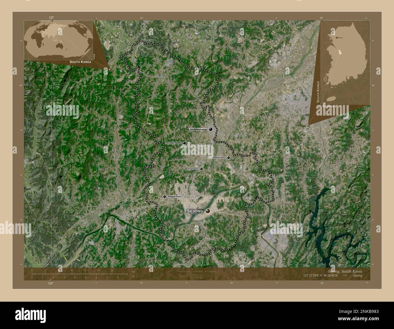 Sejong, metropolitan autonomous city of South Korea. Low resolution ...