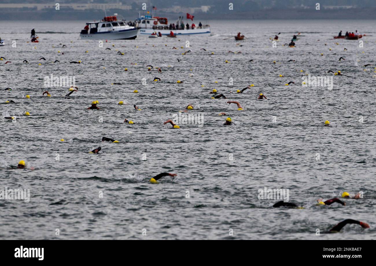 Hundreds of swimmers in the Alcatraz Invitational Swim made their way ...