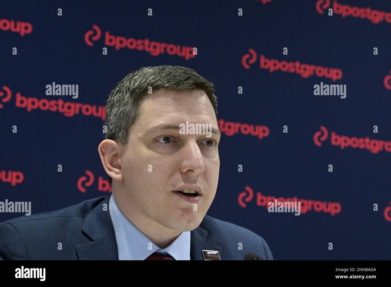 Bpost CFO a.i Koen Aelterman pictured during a press conference of bpost to present the 2022 ...