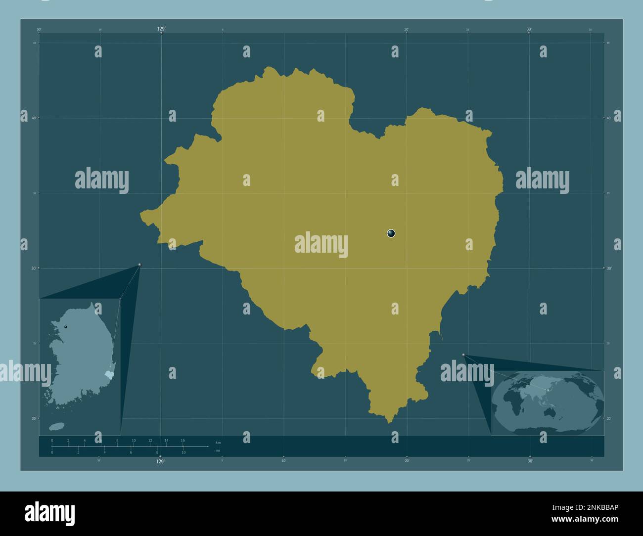 Ulsan, metropolitan city of South Korea. Solid color shape. Corner ...
