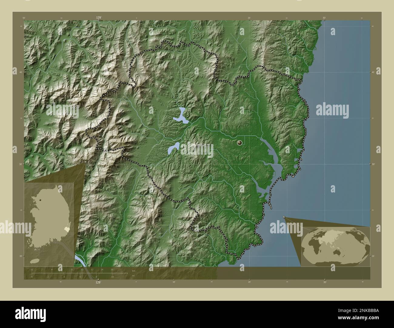 Ulsan, metropolitan city of South Korea. Elevation map colored in wiki ...