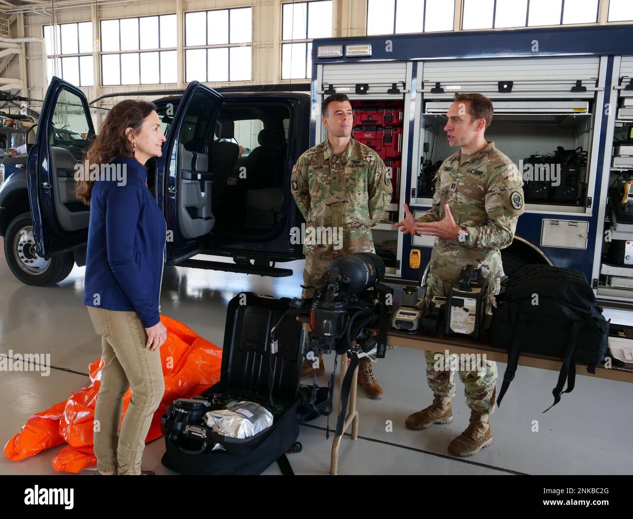 Ohio state Rep. Andrea White (left) receives a capabilities ...