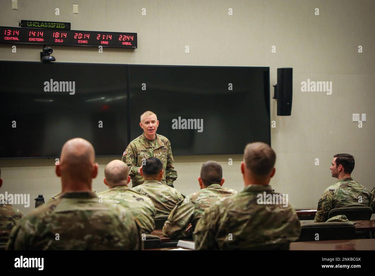 U.S. Army Central commanding general, Lt. Gen. Patrick Frank, speaks to ...