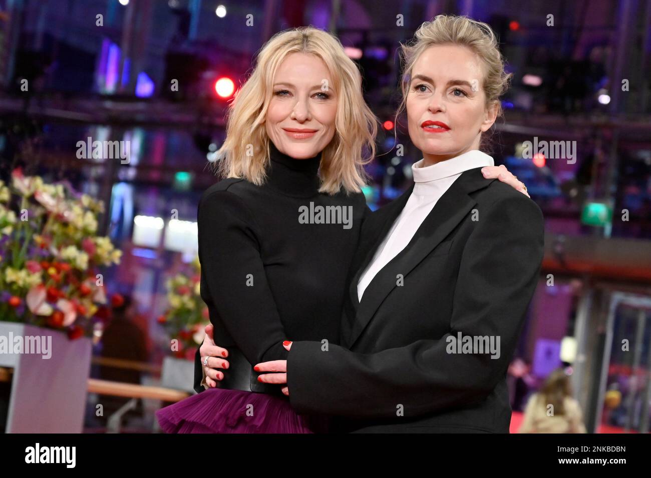 Berlin, Germany. 23rd Feb, 2023. Actresses Cate Blanchett (l) and Nina Hoss arrive at the ...