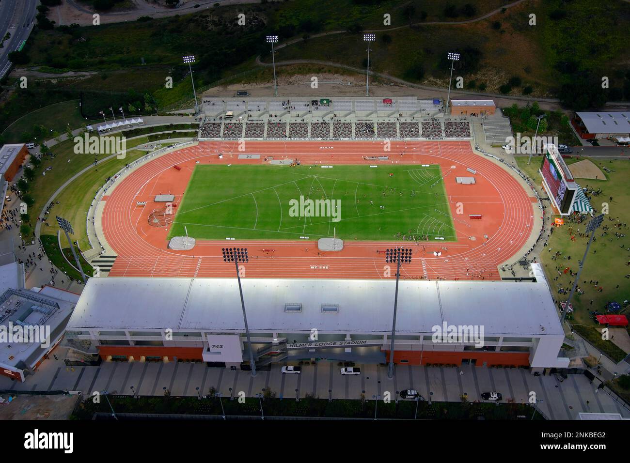 An aerial view of Hilmer Lodge Stadium, the site of the 62nd. Mt. San ...