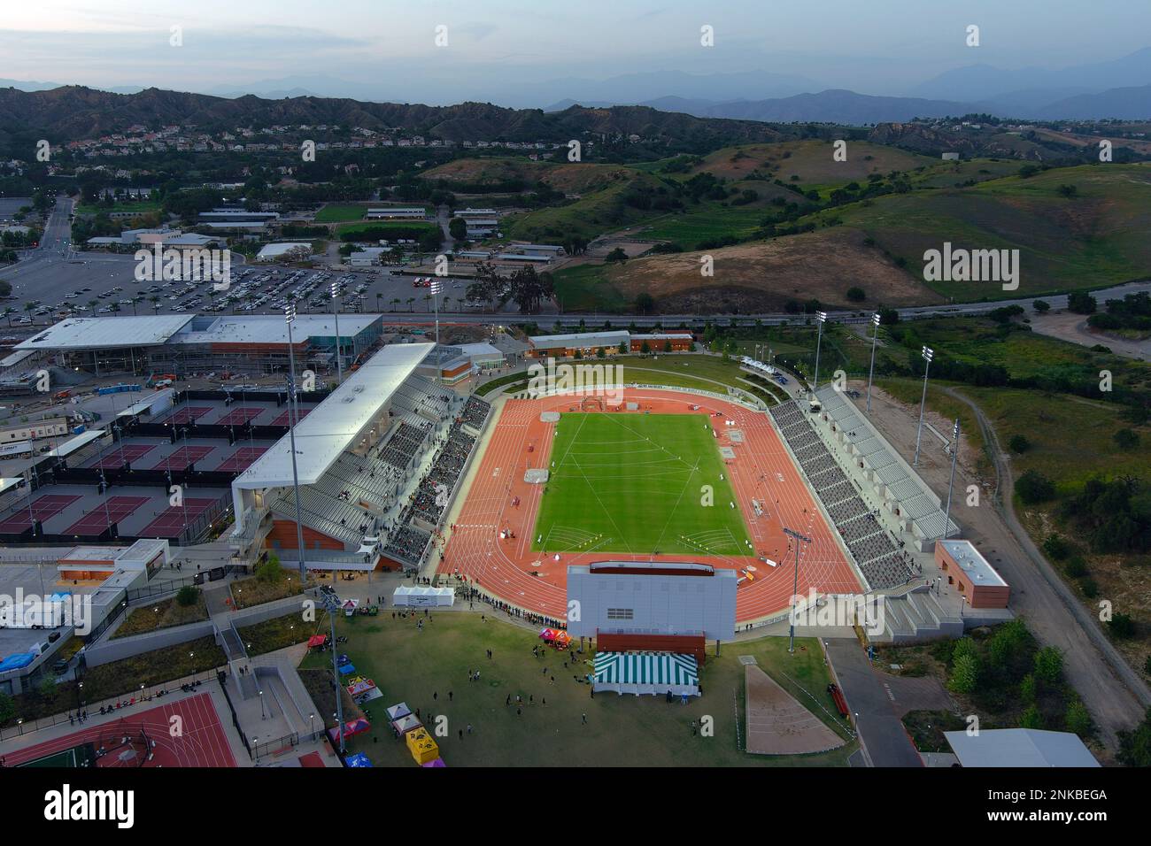 An aerial view of Hilmer Lodge Stadium, the site of the 62nd. Mt. San ...