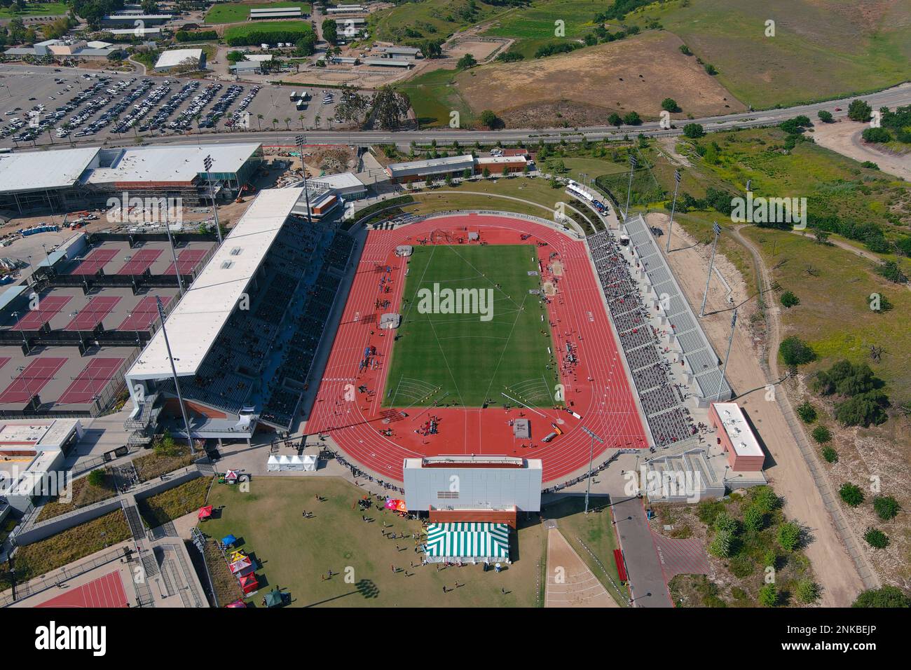 An aerial view of Hilmer Lodge Stadium, the site of the 62nd. Mt. San ...