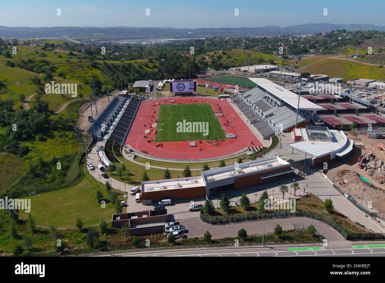 An aerial view of Hilmer Lodge Stadium, the site of the 62nd. Mt. San ...