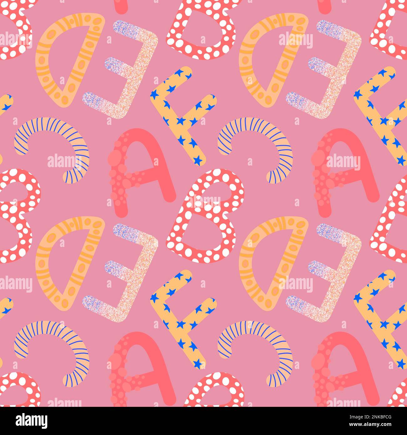 Cartoon alphabet seamless kids letter pattern for wrapping paper and ...