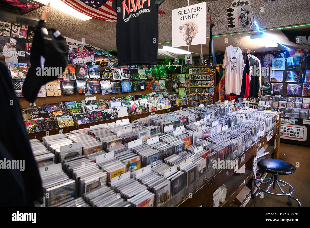 Vinyl records, cassettes and CD's line the shelves of Endless Horizons ...