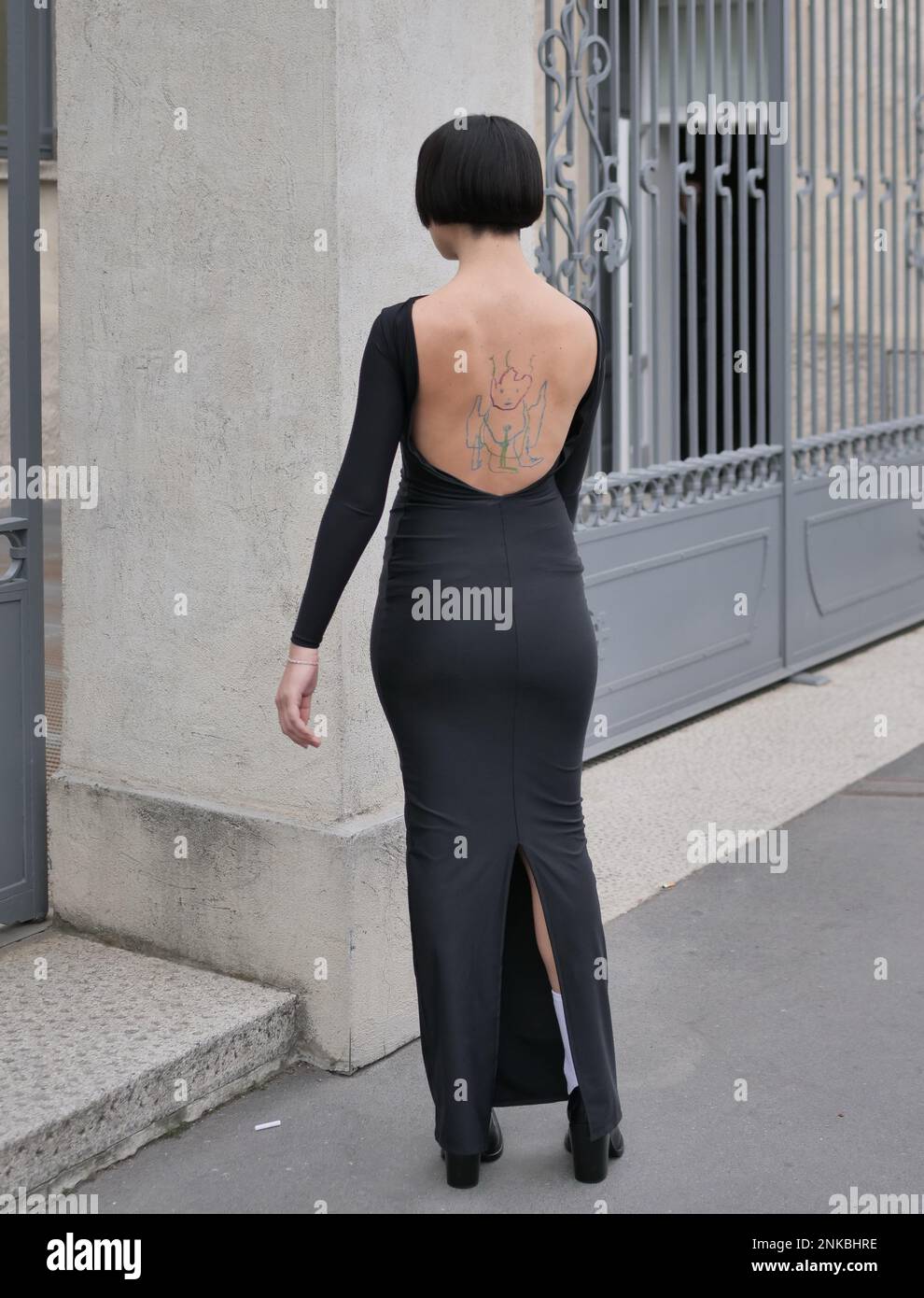 Milan, . 23rd Feb, 2023. Maria Bottle poses for the photographers ...