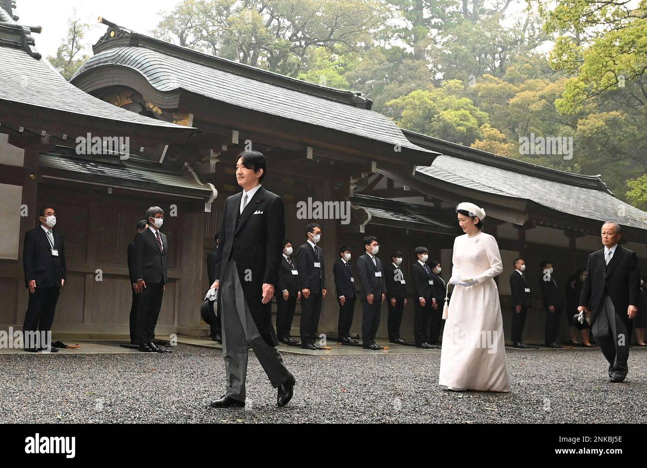 Japanese Crown Prince Akishino and Crown Princess Kiko leave the Ise ...