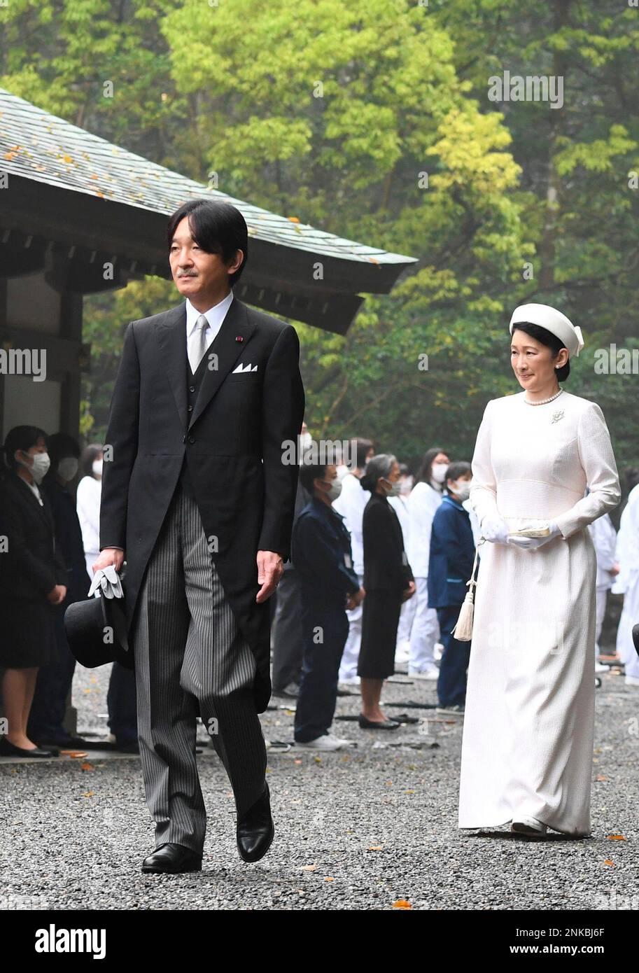 Japanese Crown Prince Akishino and Crown Princess Kiko leave the Ise ...