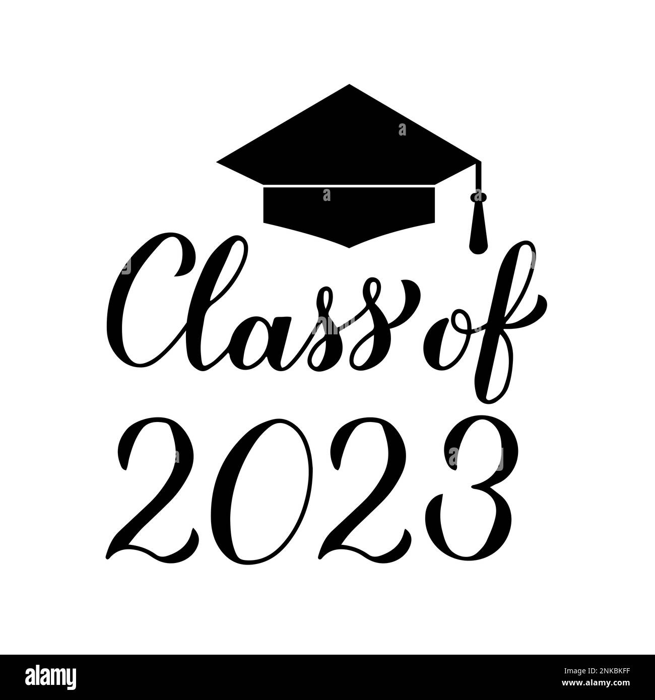 Class of 2023 lettering with graduation cap isolated on white ...