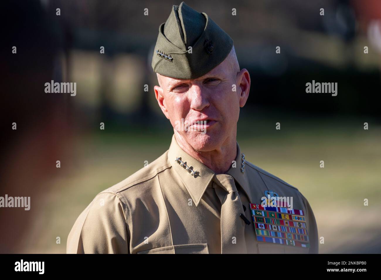 Assistant Commandant of the Marine Corps, Gen. Eric Smith, speaks with ...
