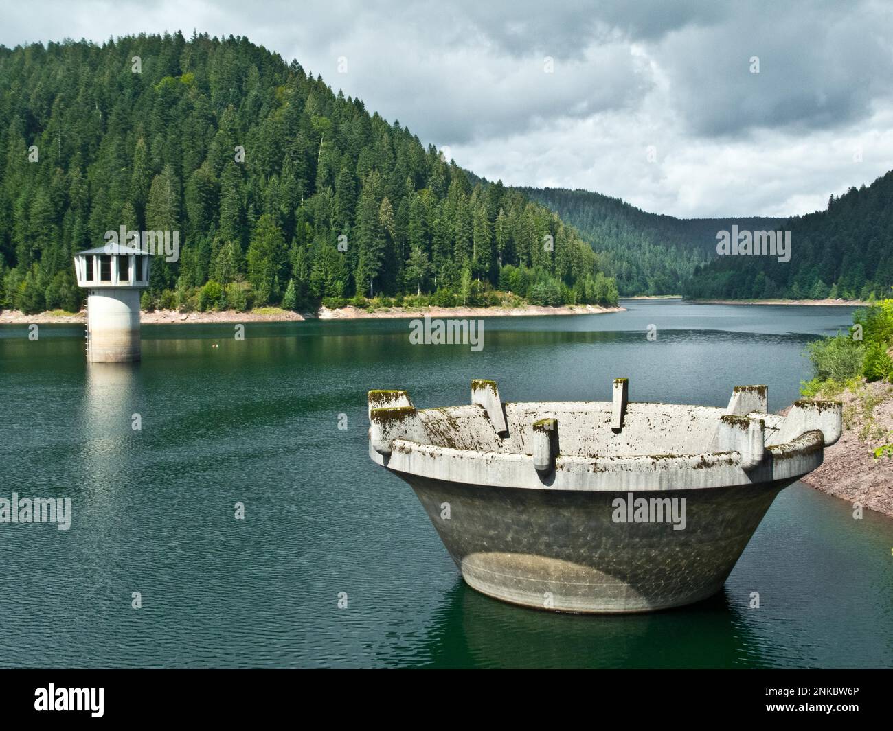 Water intake tower and overflow funnel in the reservoir of the Kleine ...