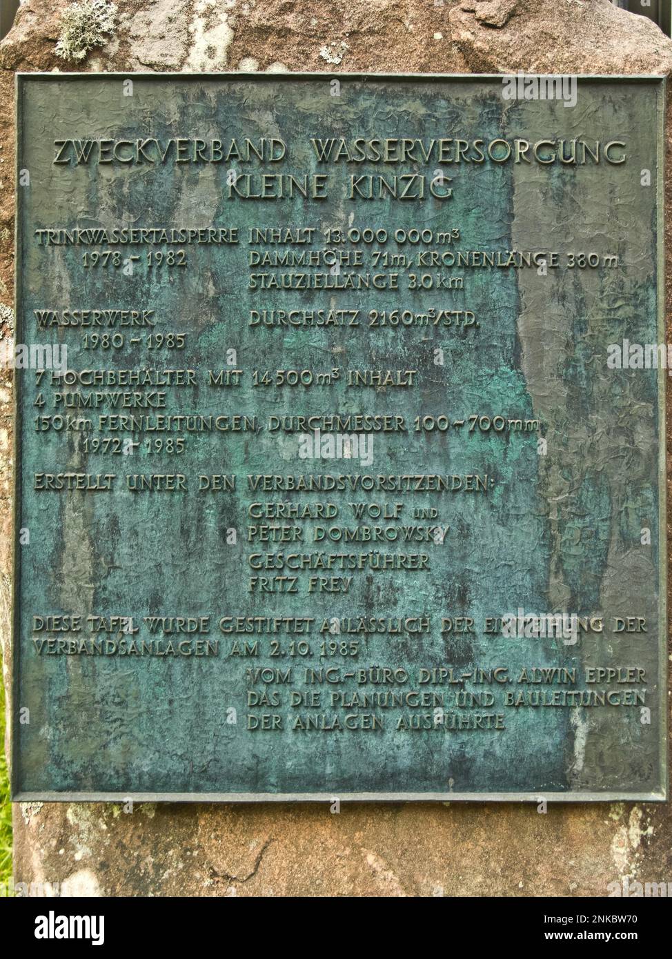 Bronze plaque on the occasion of the inauguration of the Kleine Kinzig ...