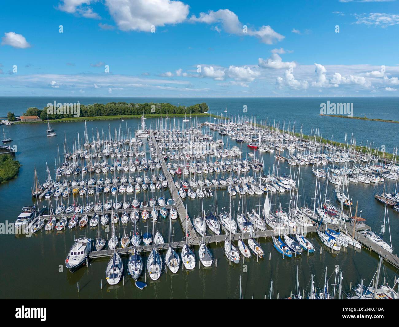 Aerial view of the Compagnieshaven, Enkhuizen, North Holland ...
