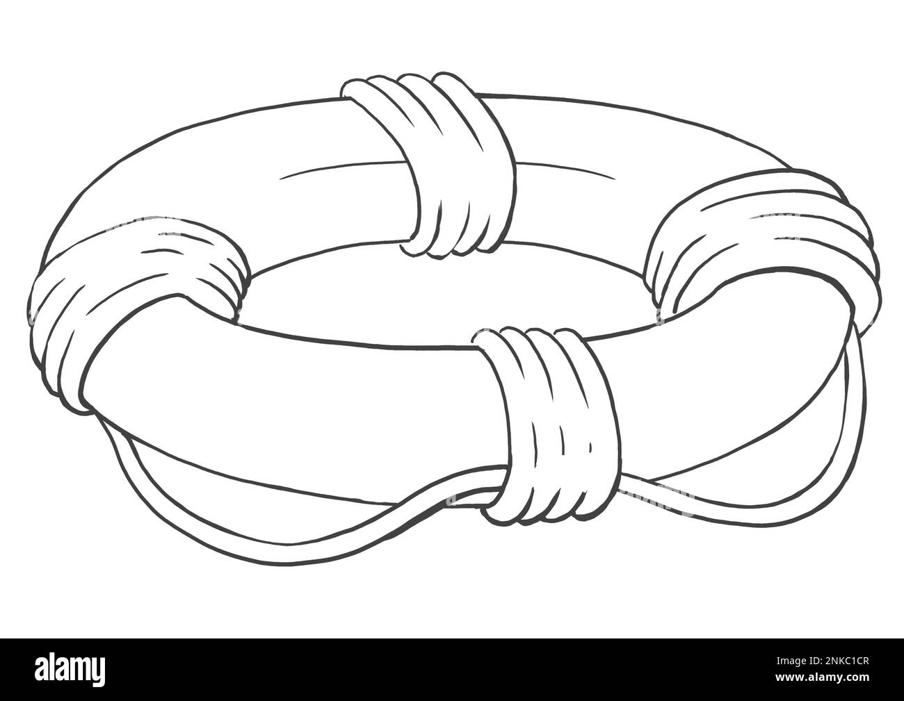 Lifebuoy graphic drawing with rope isolate. High quality illustration ...