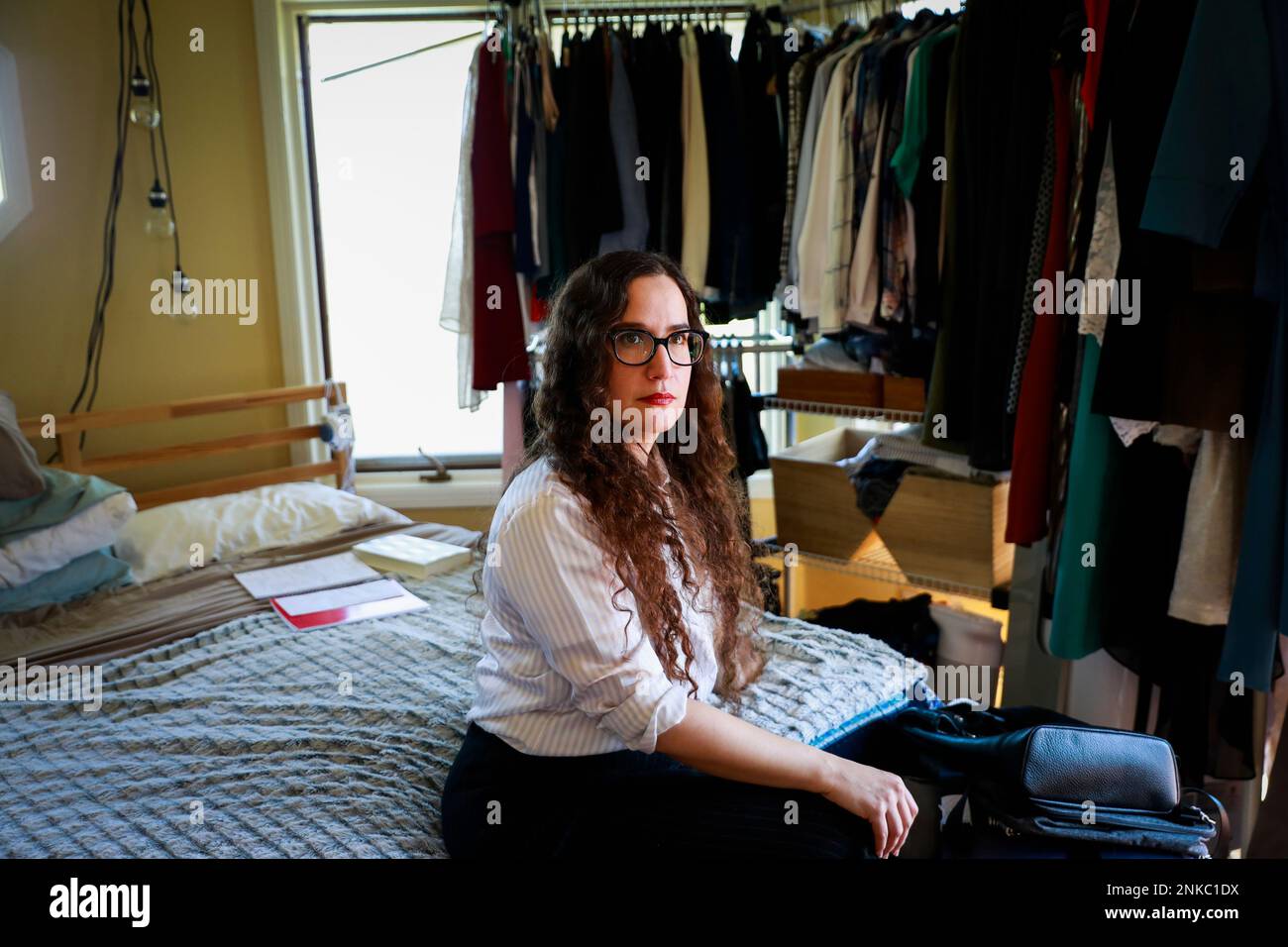 Jaime Seltzer who has myalgic encephalomyelitis poses for a portrait in ...