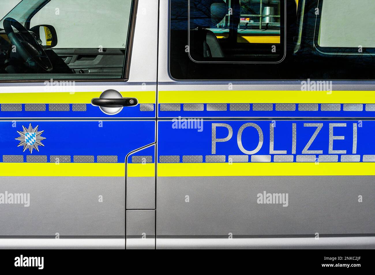 Logo and lettering police on police car, Allgaeu, Bavaria, Germany ...