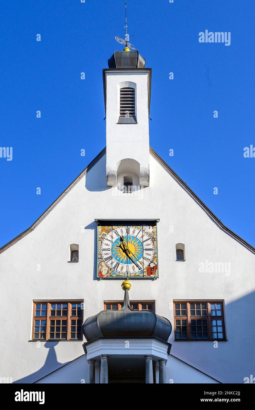 Clock at the town hall, Kempten, Allgaeu, Bavaria, Germany Stock Photo ...
