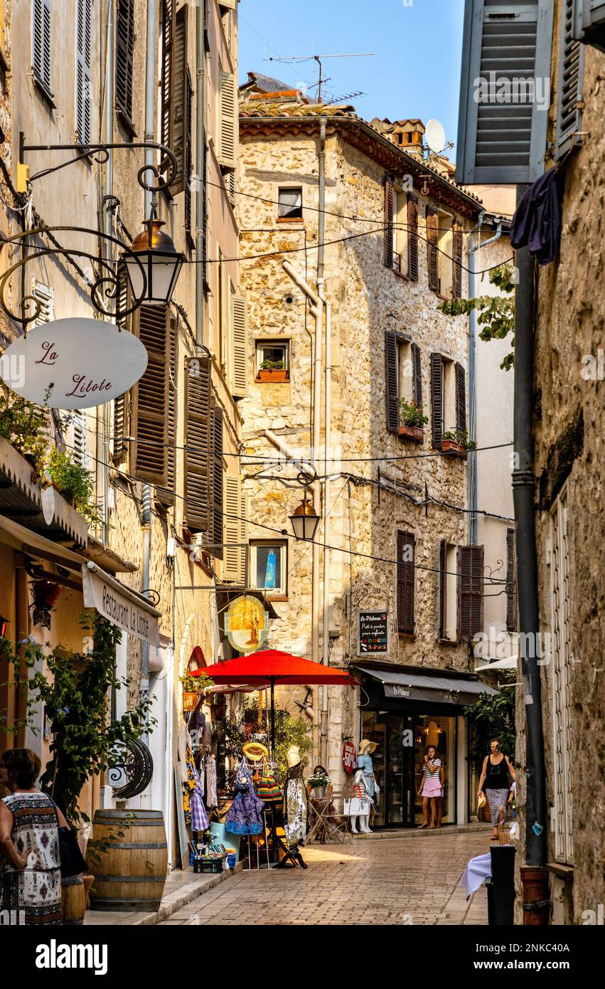 Vence, France - August 6, 2022: Narrow streets and colorful historic ...