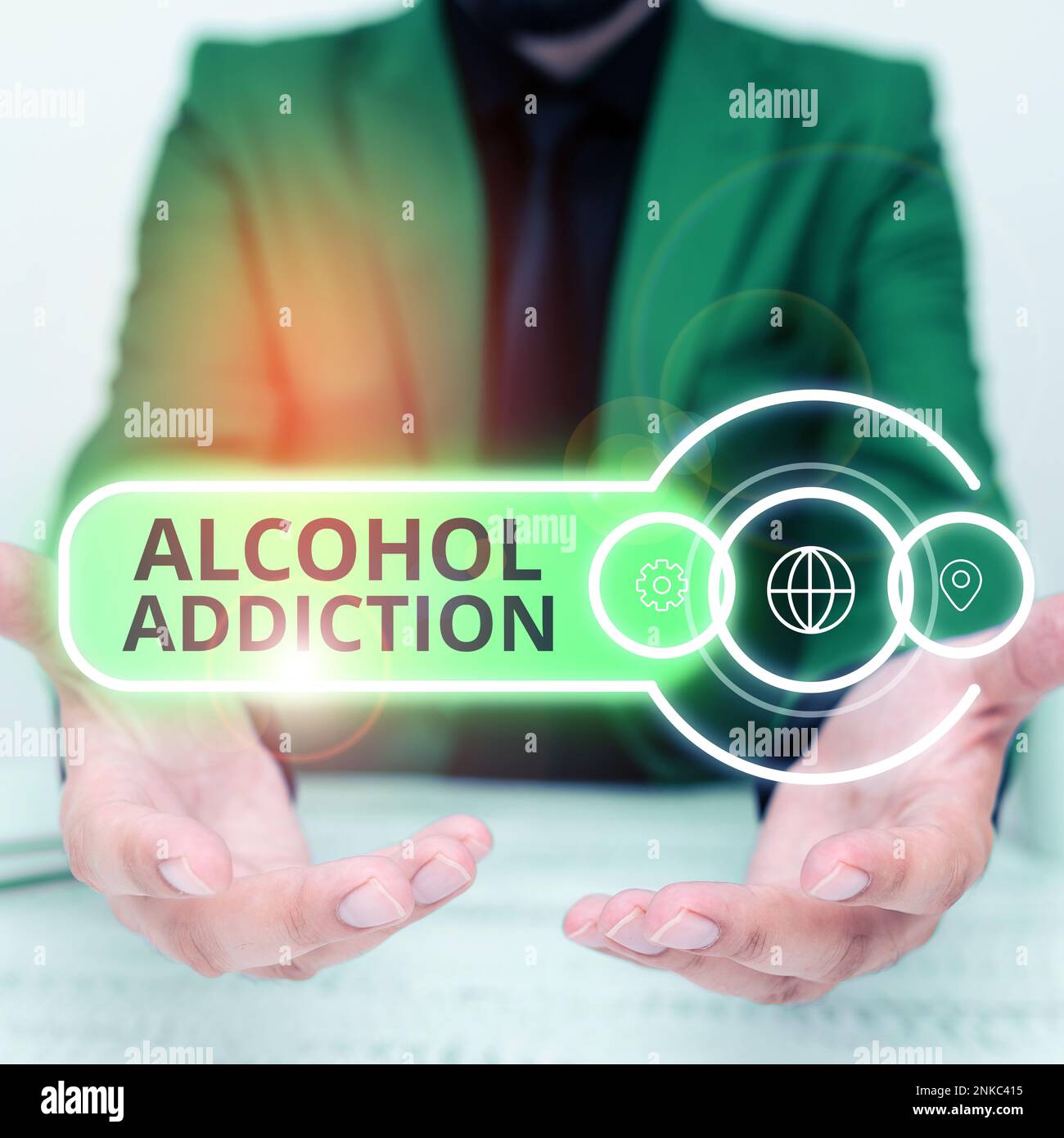 Text caption presenting Alcohol Addiction. Business showcase ...