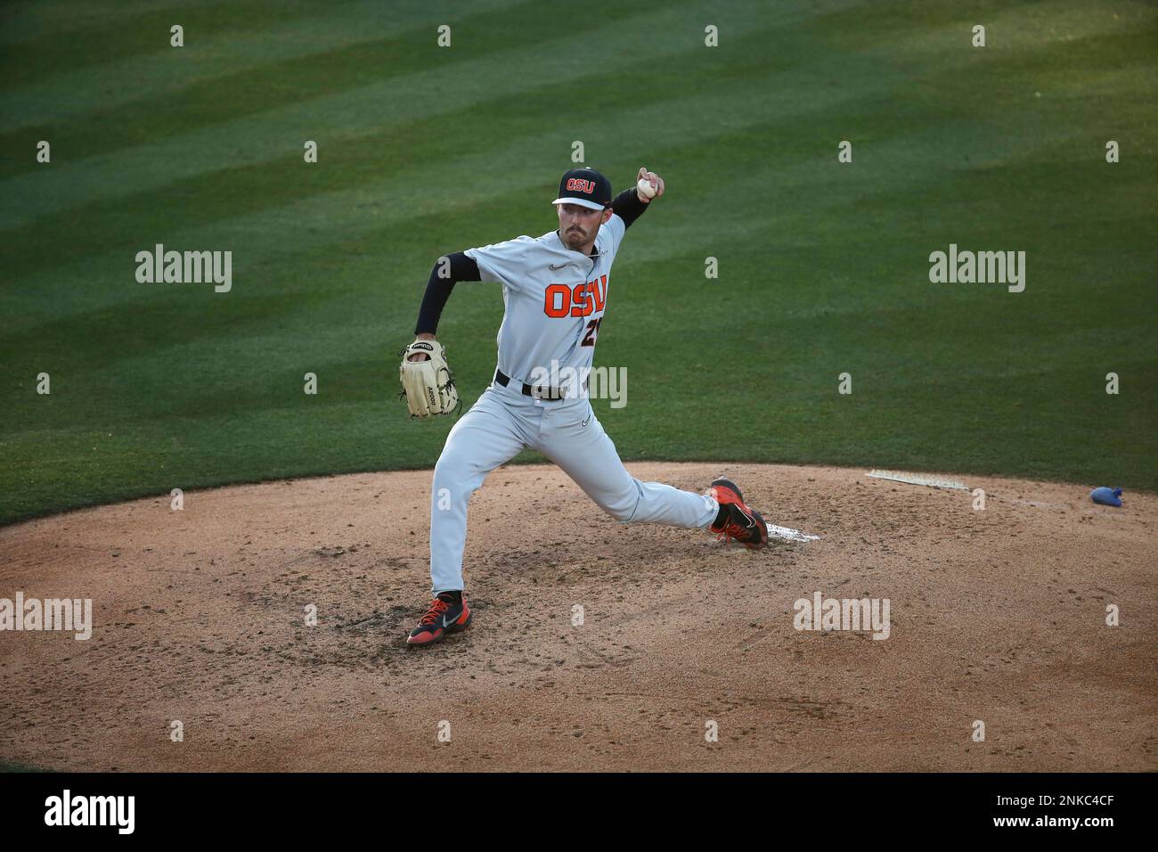 Cooper Hjerpe (26) of the Oregon State Beavers pitches against the USC ...