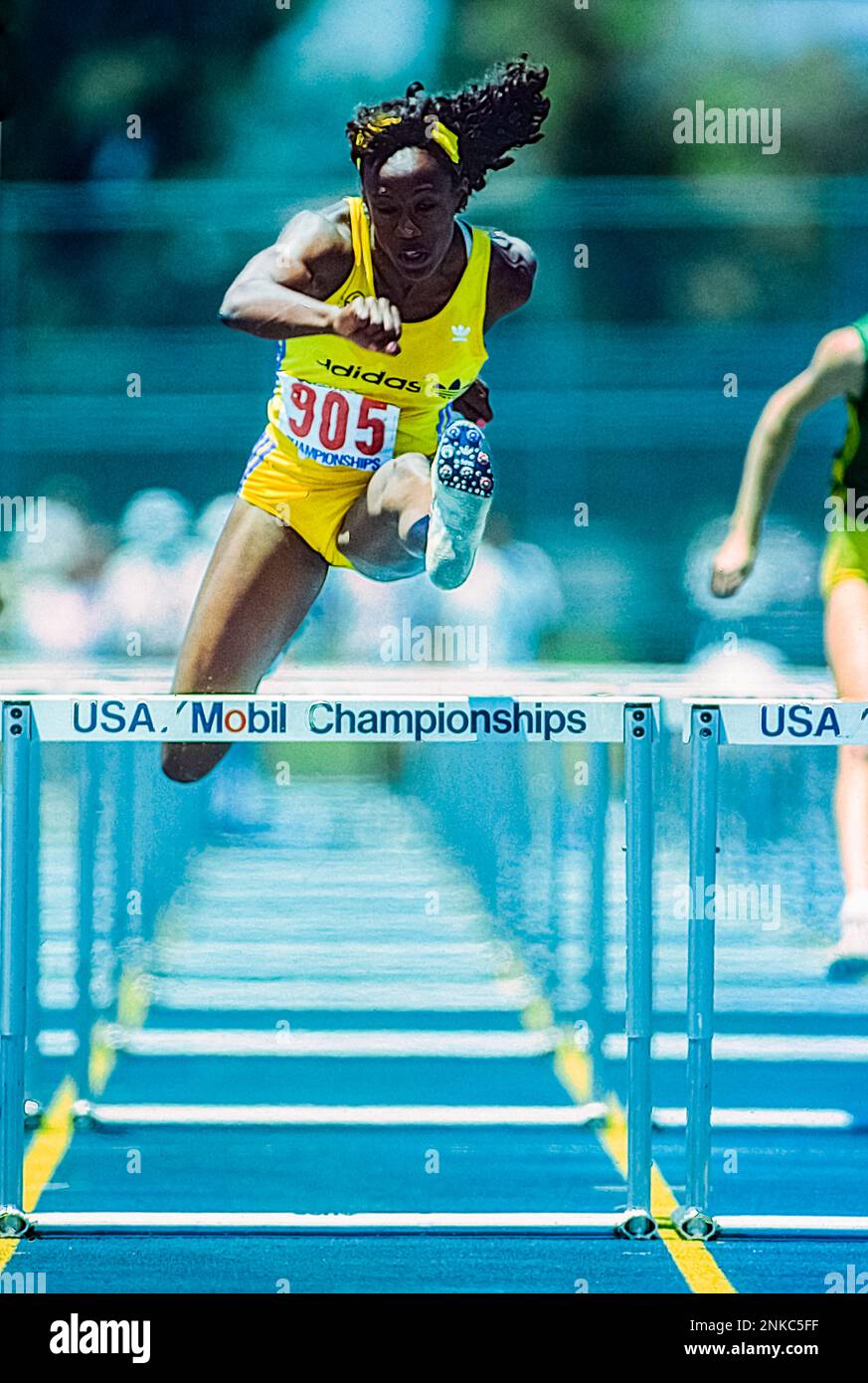 Jackie Joyner-Kersee competing in the Heptathlon at the 1987 USA ...