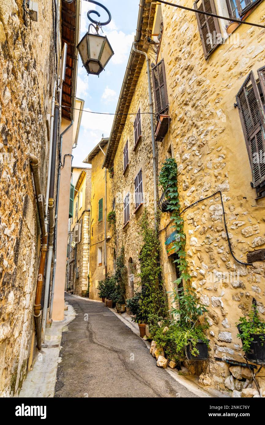Vence, France - August 6, 2022: Narrow streets and colorful historic ...