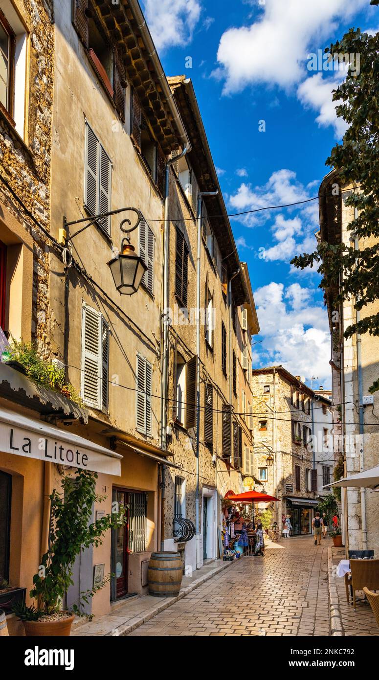 Vence, France - August 6, 2022: Narrow streets and colorful historic ...