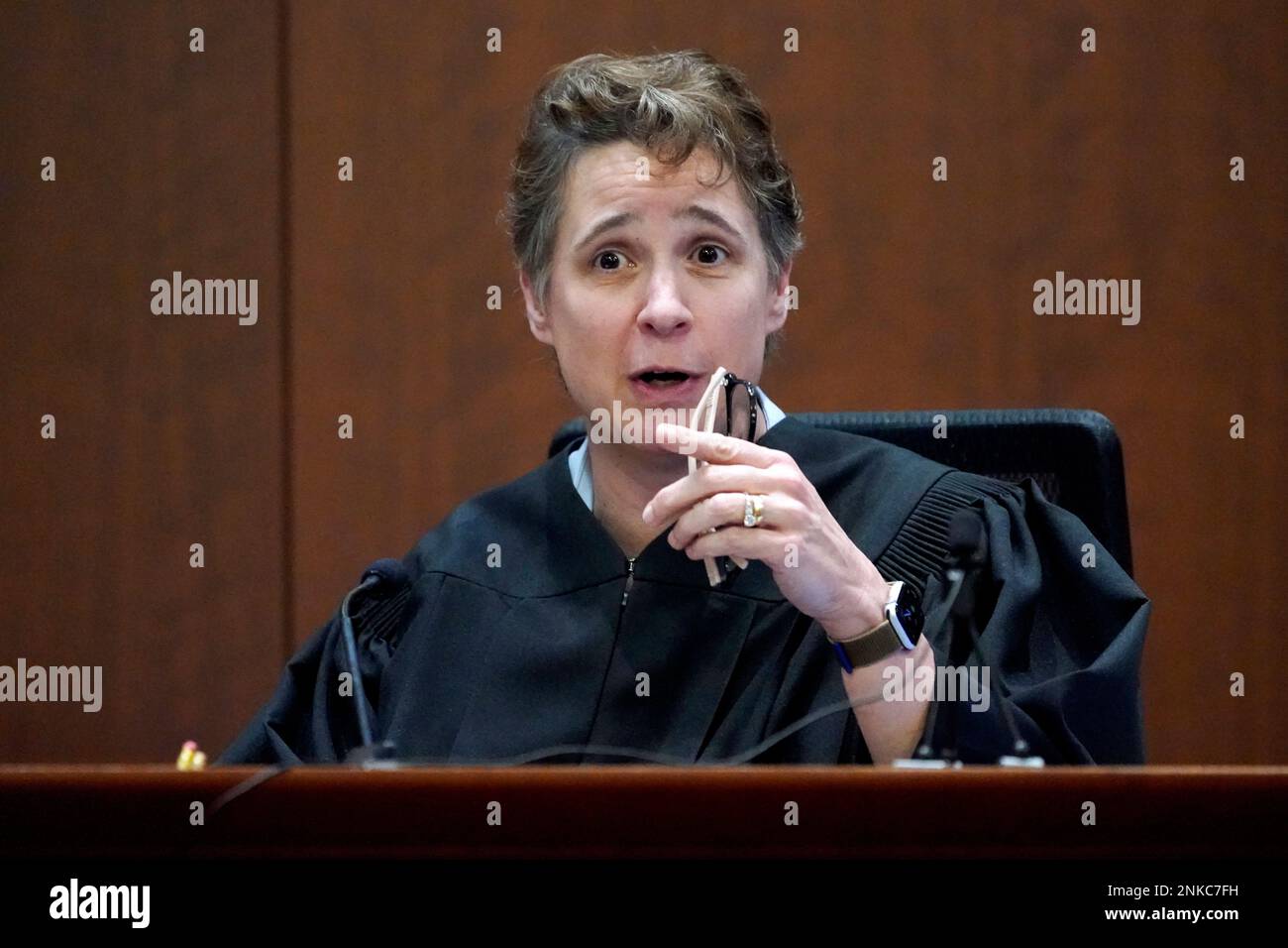 Judge Penney Azcarate speaks in the courtroom at the Fairfax County ...