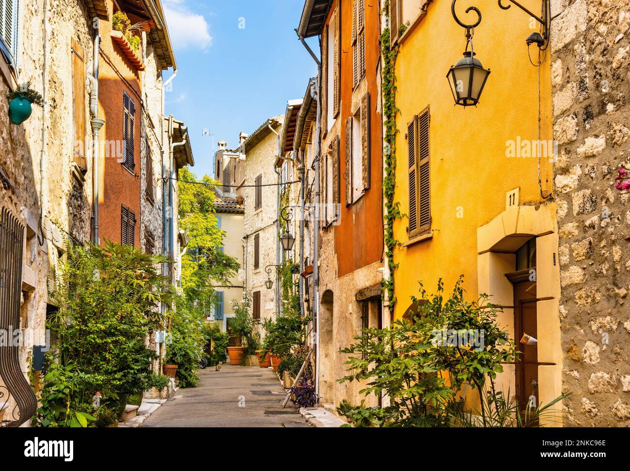 Vence, France - August 6, 2022: Narrow streets and colorful historic ...
