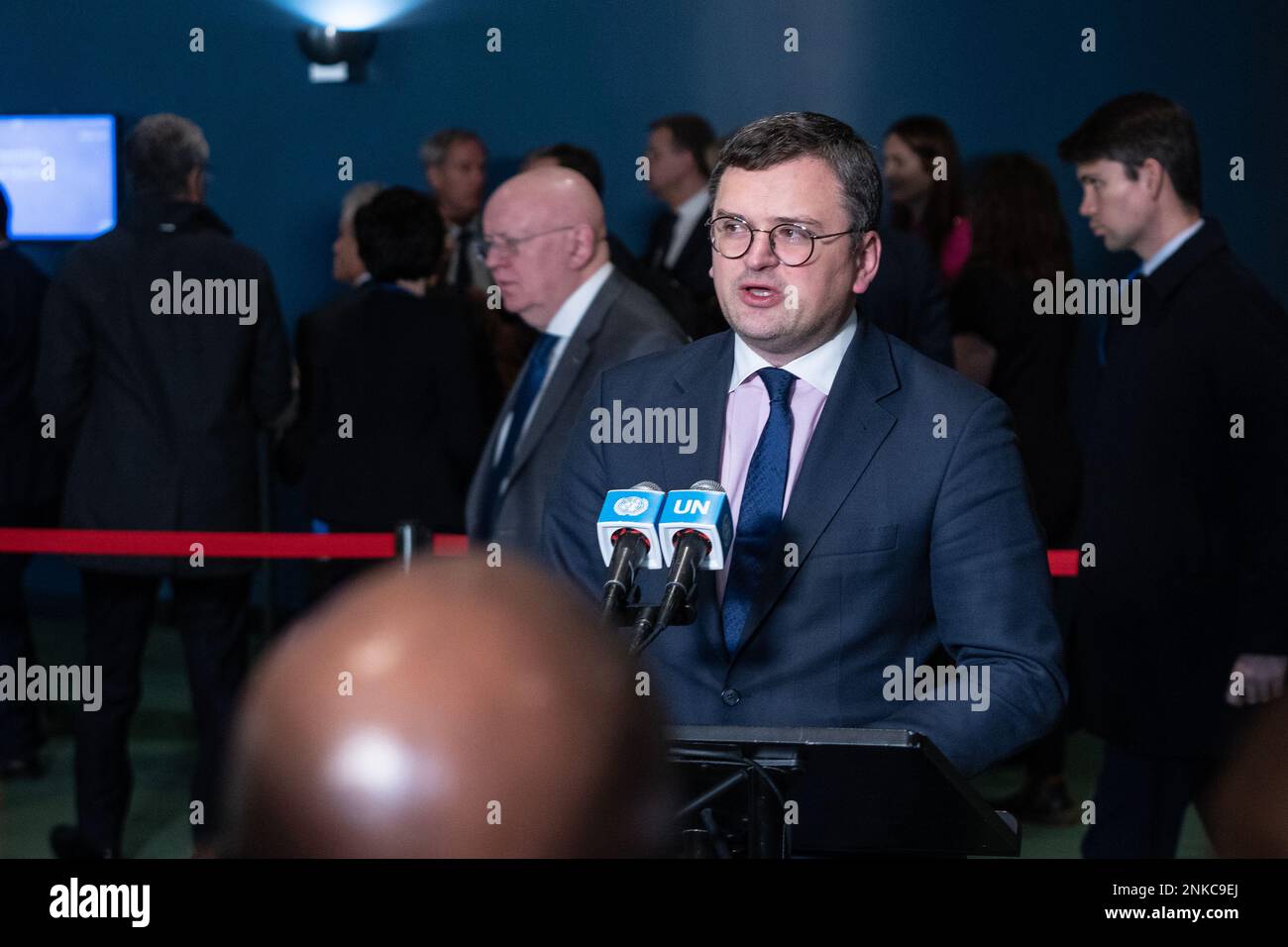 Foreign minister of Ukraine Dmytro Kuleba briefs media after General ...