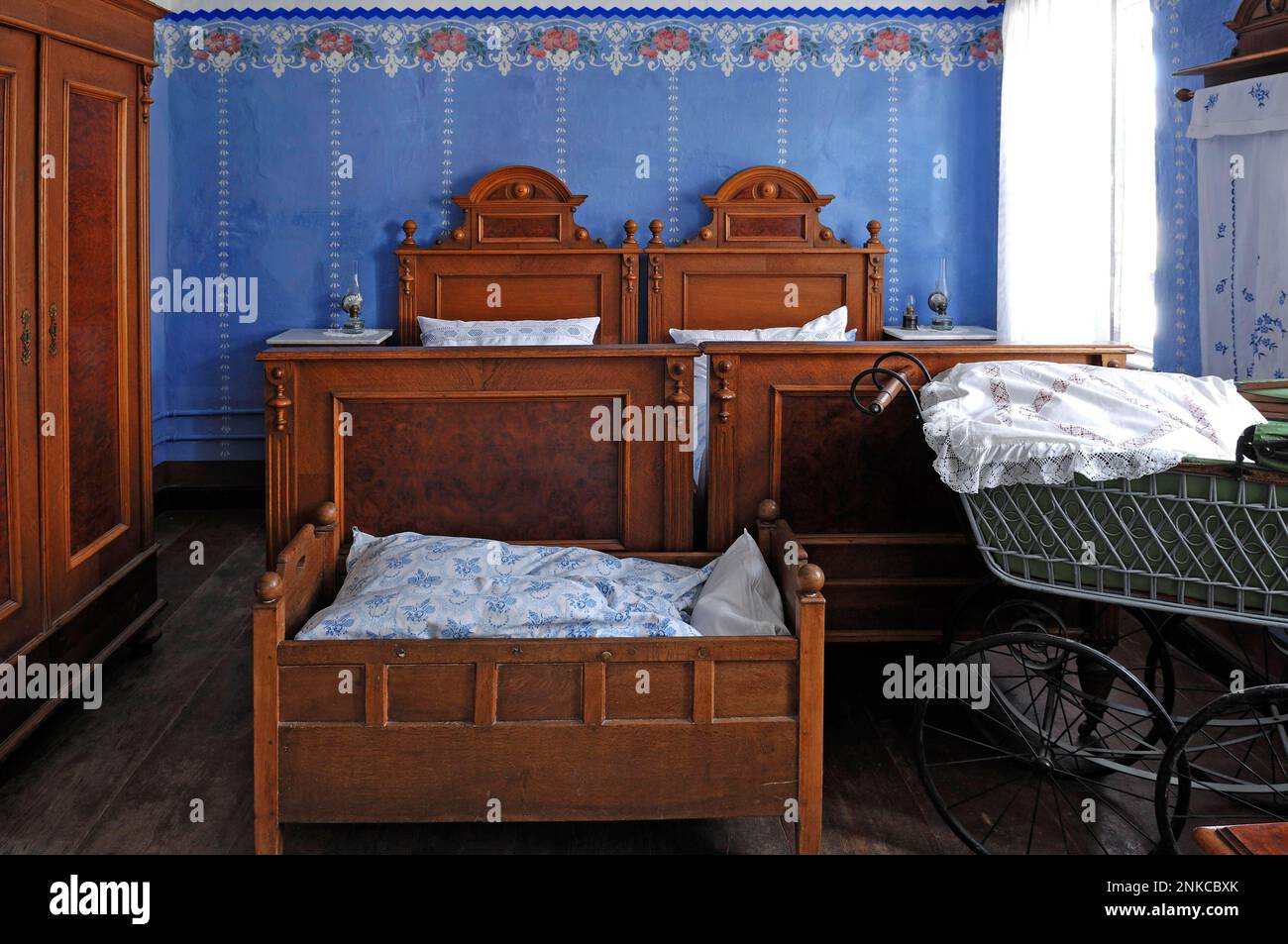 Bedroom in front cradle and pram, 1935, teachers flat in the ...