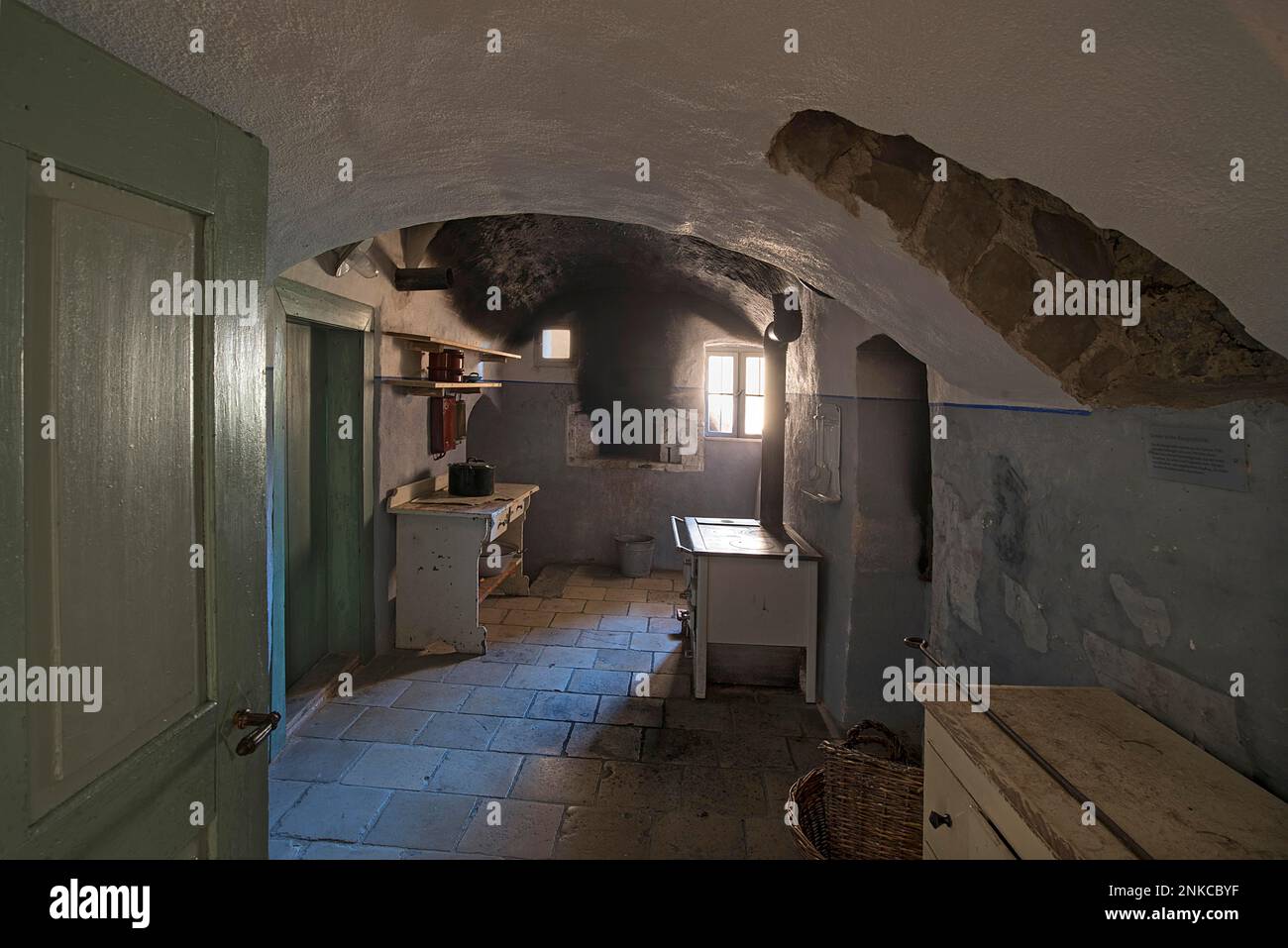 Kitchen in a historic farmhouse built 1697 rebuilt 1923, Franconian ...