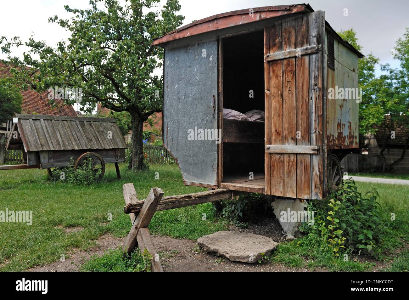 Old shepherds carts in the Franconian Open Air Museum, Bad Windsheim ...