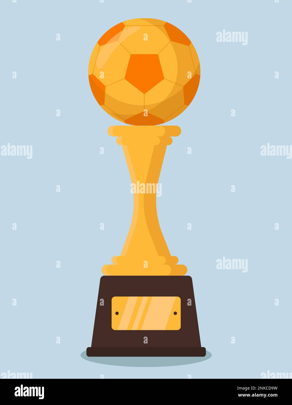 Golden Trophy Football Cup With Ball Vector Illustration In Flat Style ...