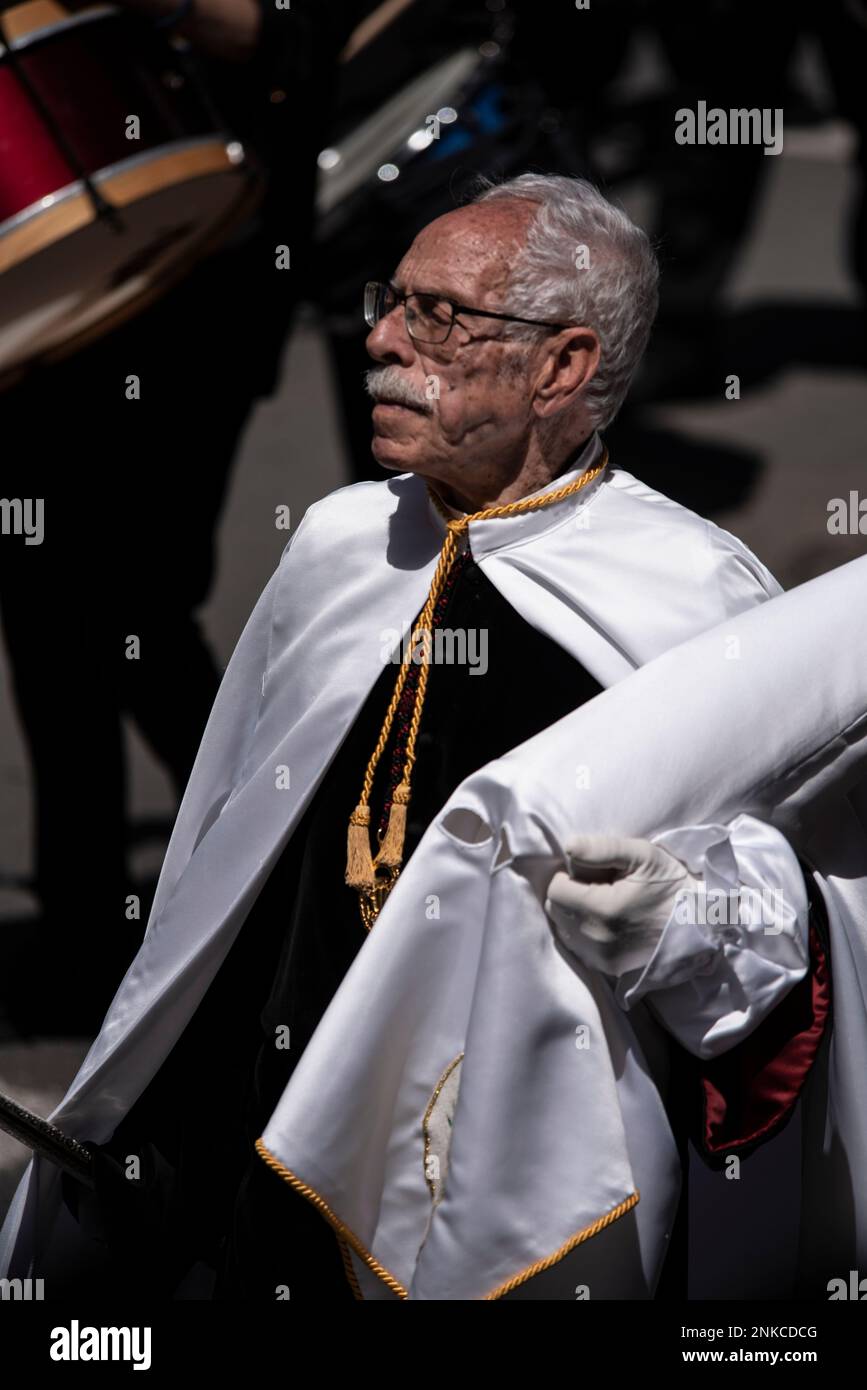 An elderly man participates in the Easter Sunday parade of the Semana ...