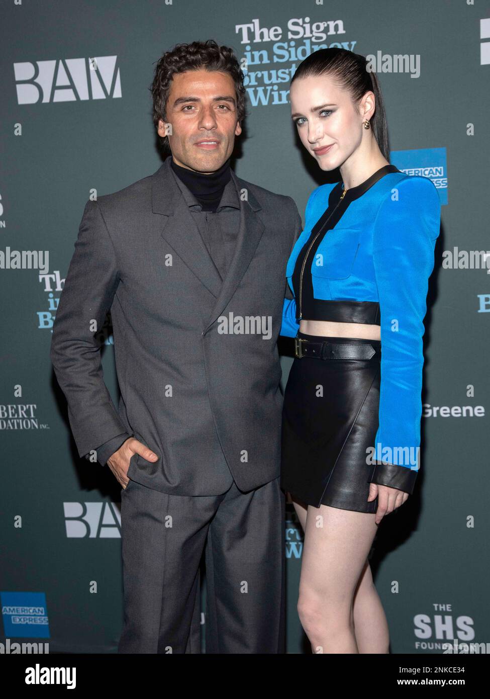 Actors Oscar Isaac, left, and Rachel Brosnahan, right, attend "The Sign ...