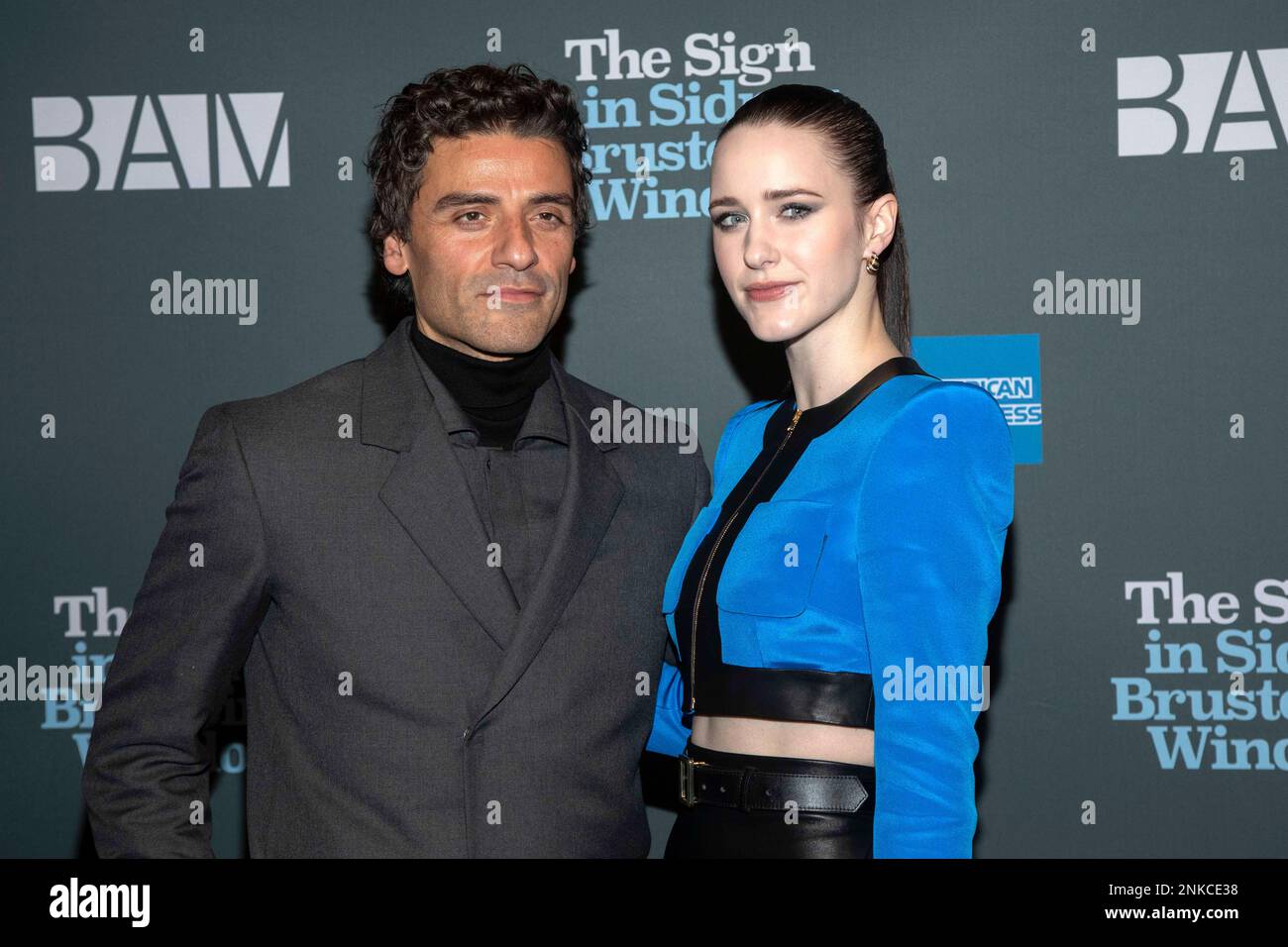 Actors Oscar Isaac, left, and Rachel Brosnahan, right, attend "The Sign ...
