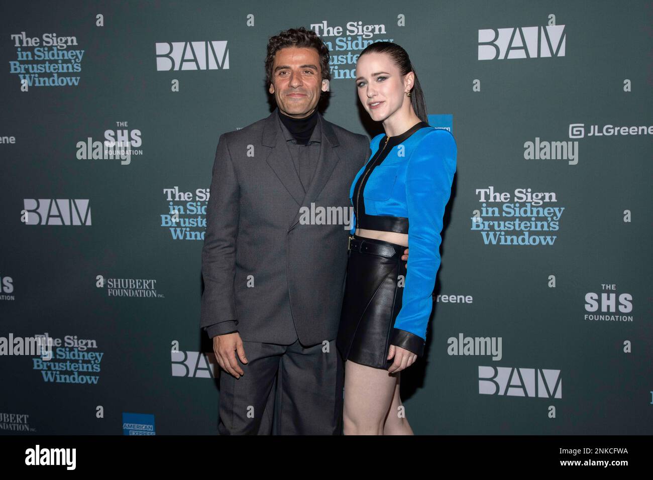 Actors Oscar Isaac, left, and Rachel Brosnahan, right, attend "The Sign ...