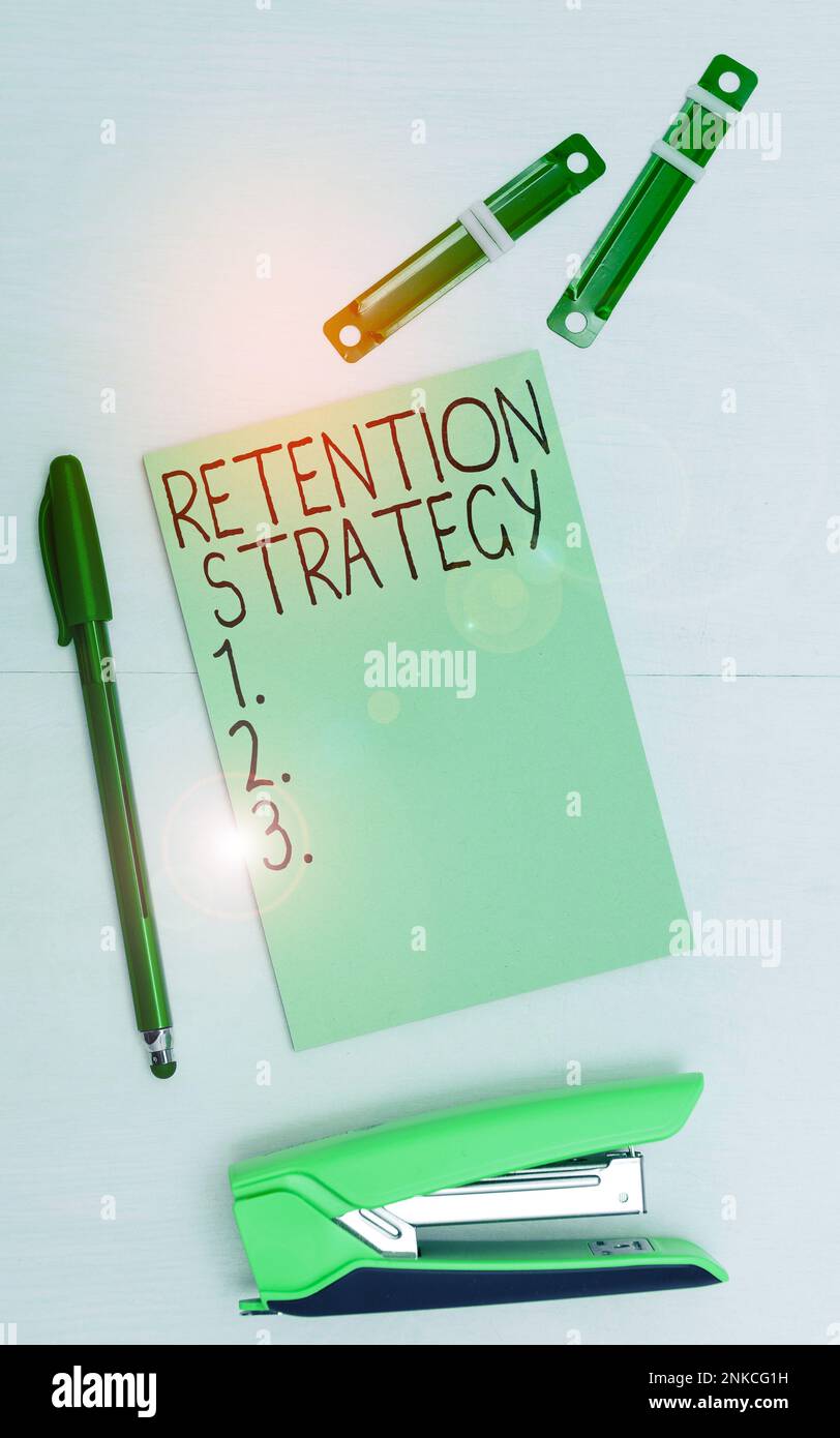 Writing Displaying Text Retention Strategy Word Written On Activities To Reduce Employee