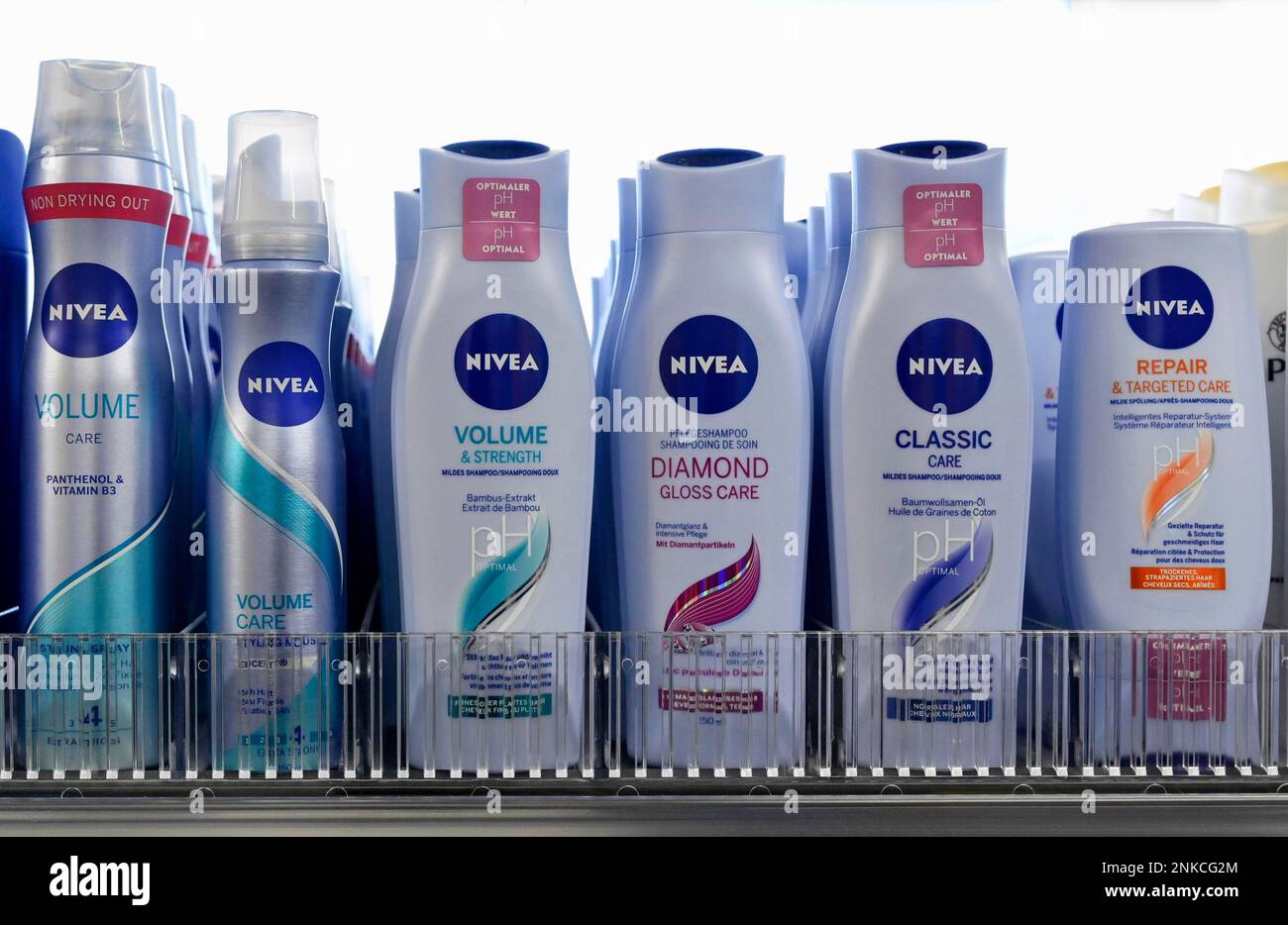 Sales shelf Nivea hair products Stock Photo - Alamy