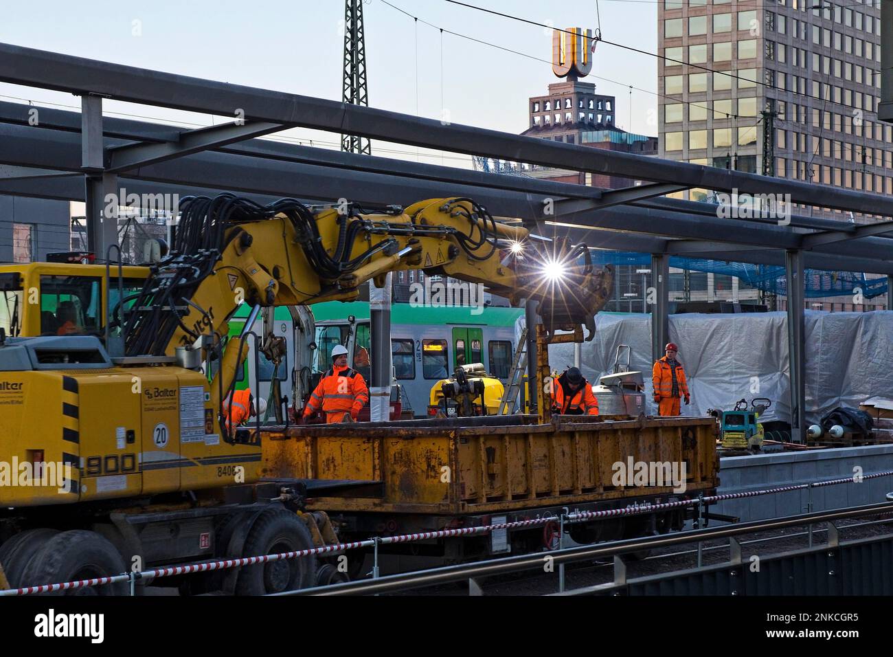 Construction site at Dortmund Central Station with the Dortmunder U and ...