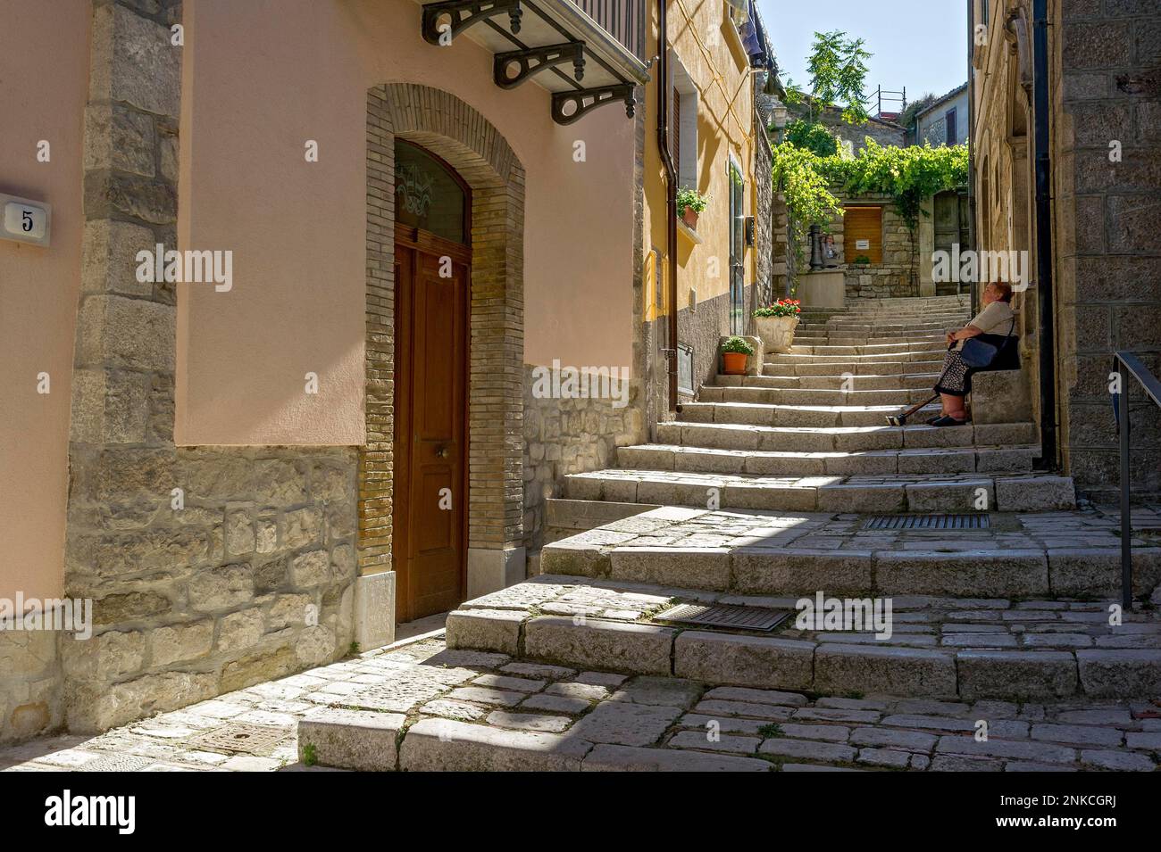 Narrow alley with stairs in old town, Trivento, Molise, Italy Stock ...