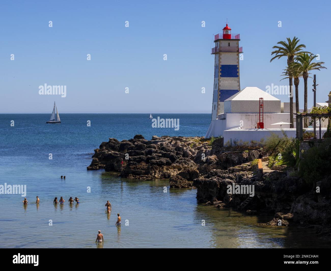 Farol del Santa Marta Lighthouse, Cascais, Portugal Stock Photo - Alamy